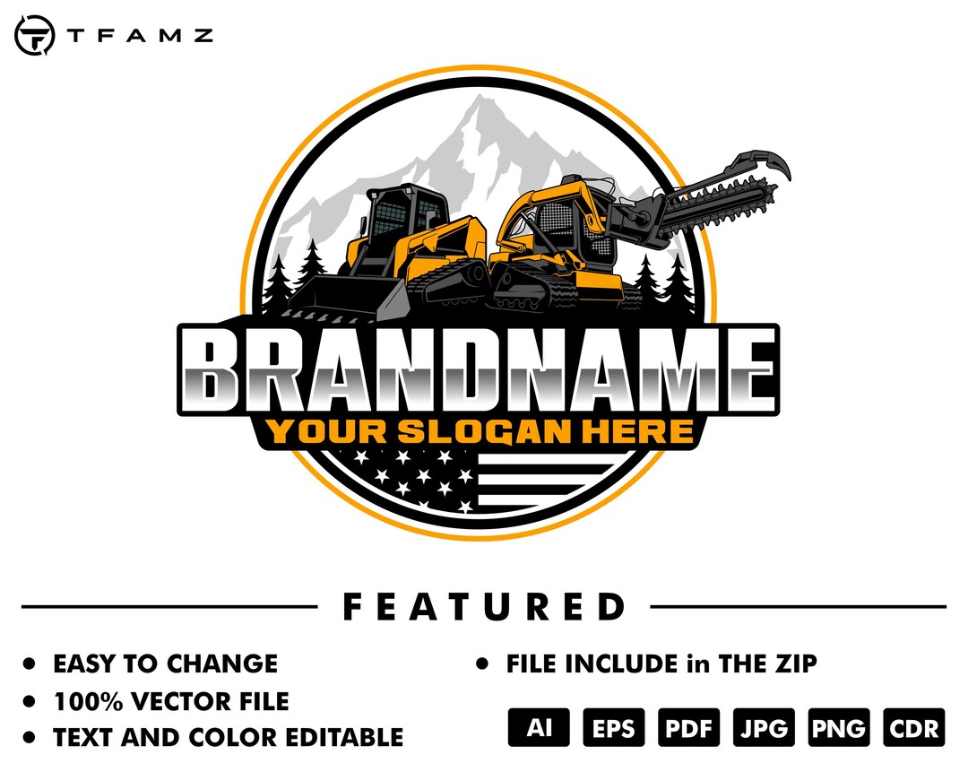 Trencher Logo Template - Skidsteer Logo - Excavator Logo - Service Logo ...