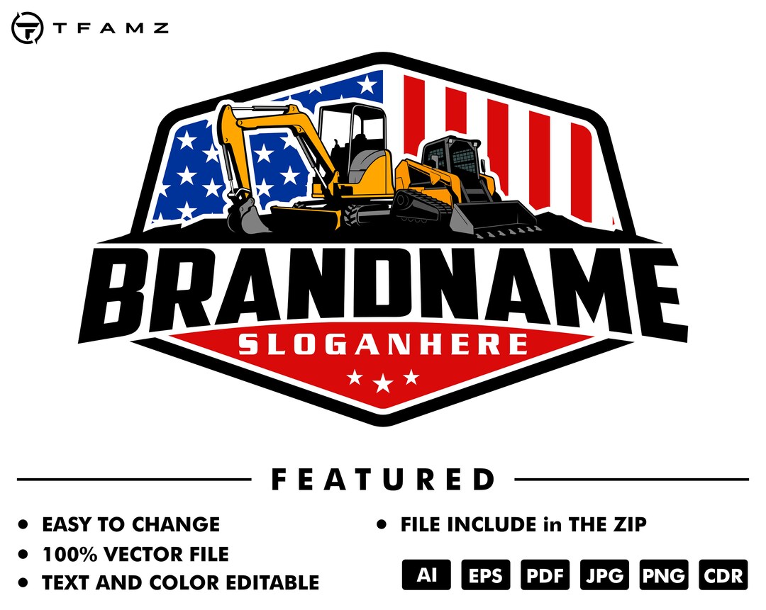 Mini Excavator Logo - Excavator Logo - Skidsteer Logo - Excavator ...