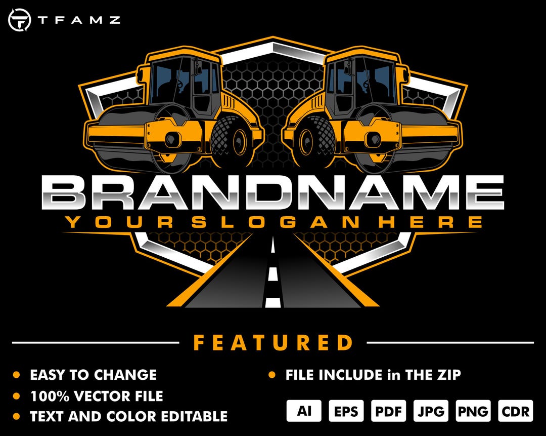 Compactor Logo Template - Excavator Logo - Heavy Equipment ...