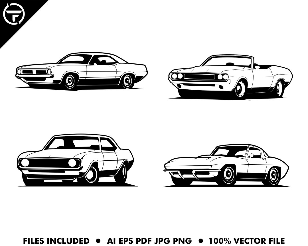 Classic Car Set - Classic Car Vector - Car Vector - Muscle Car ...