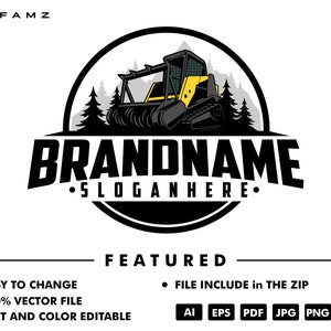 Mulcher Machine Logo - Mulcher Logo - Skidsteer Logo - Excavator Logo ...