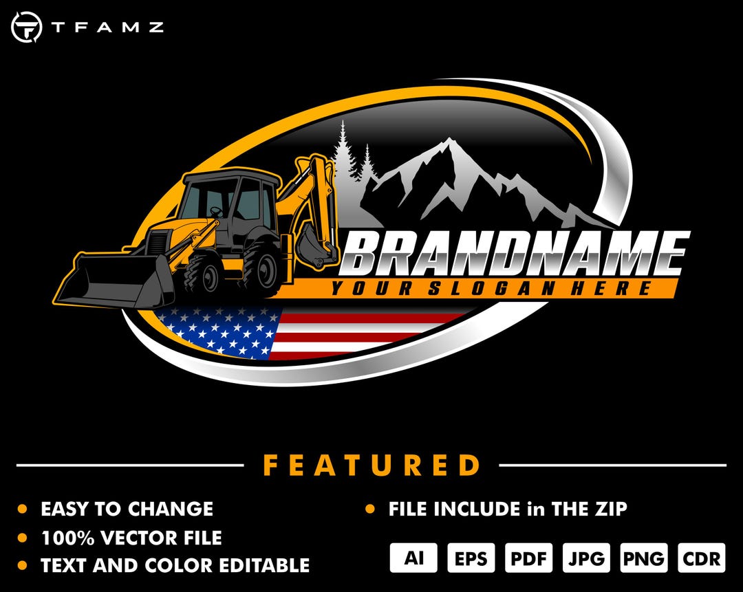 Backhoe Logo Template - Excavator Logo - Heavy Equipment - Contruction ...