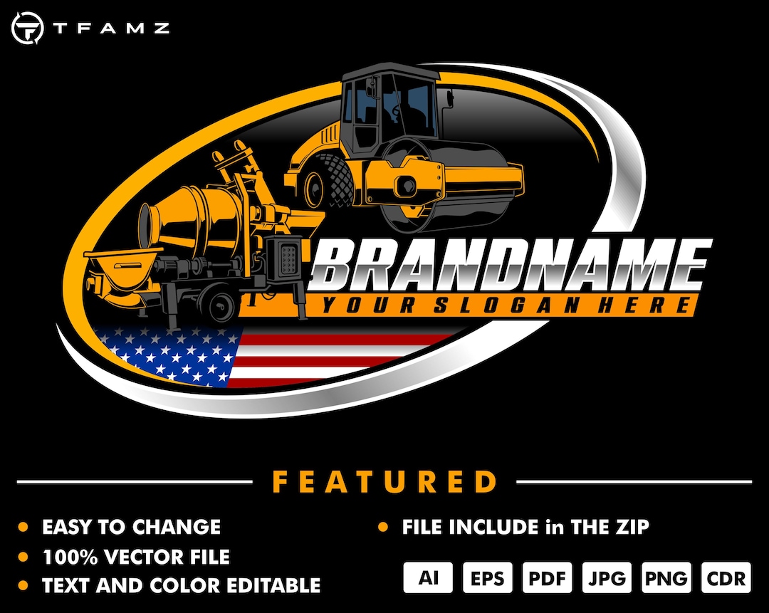 Construction Equipment Logo Template – Customizable Vector Design (digital Download) - Etsy