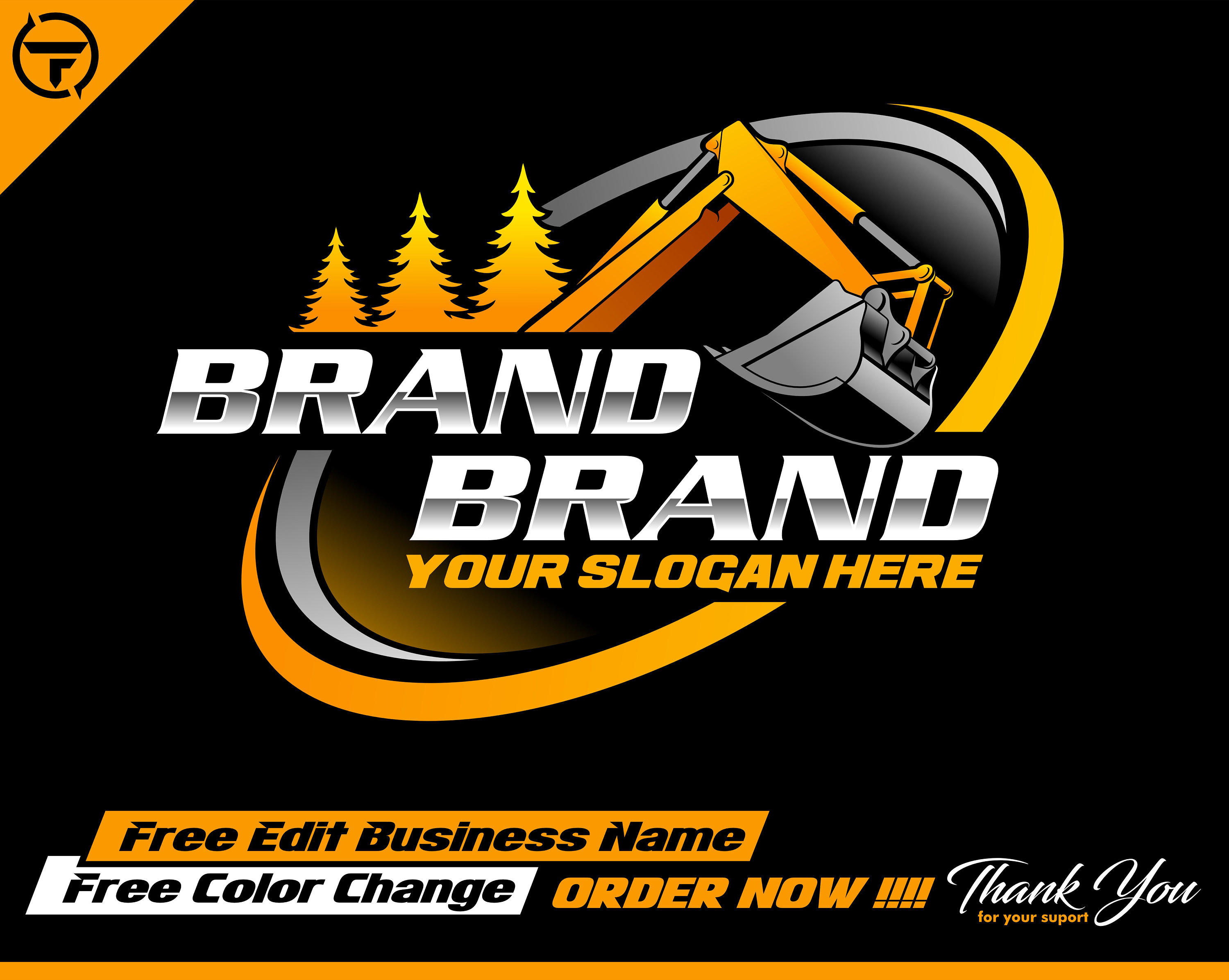 Excavator Logo Template Excavator Equipmen Logo Service - Etsy Australia