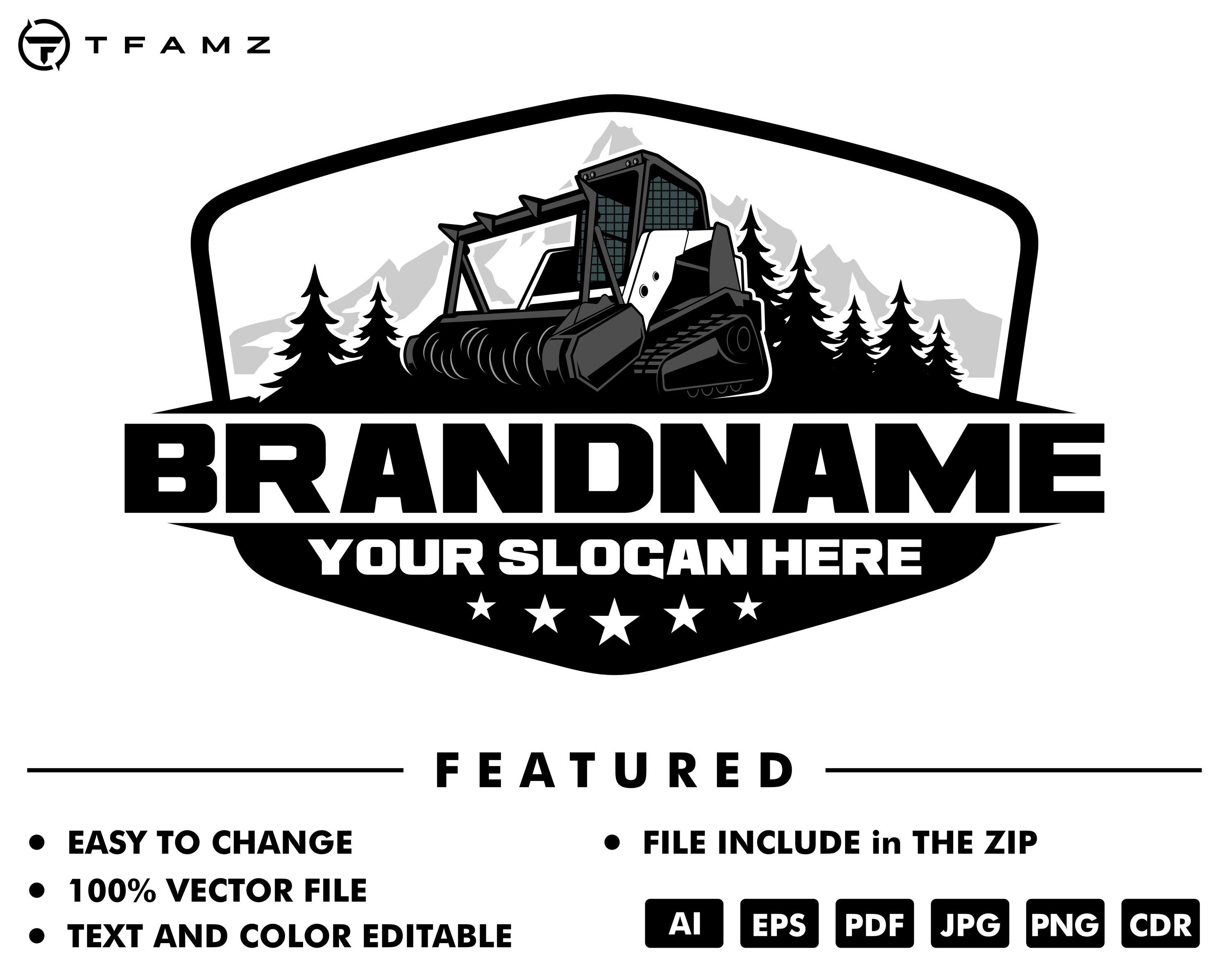 Logging Logo - Skid Steer Logo - Excavator Logo - Wood Logo - Wooden ...