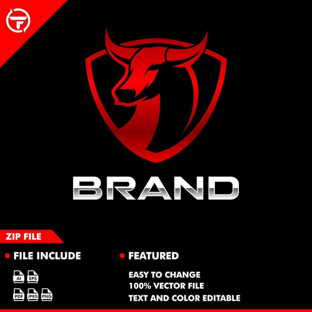 Bull Logo - Animal Logo - Strong - Vector - Illustration - Etsy