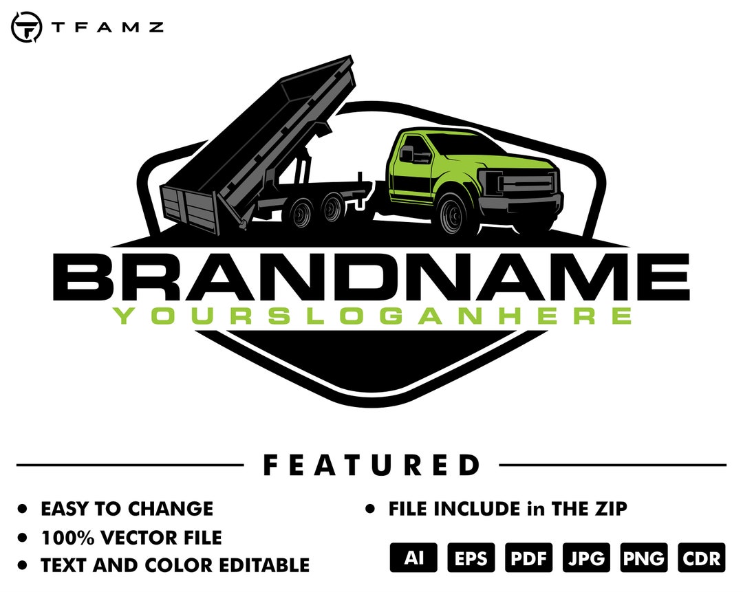 Trailer Logo - Dump Trailer Vector - Dump Trailer - Pickup Logo - Truck - Rental Logo - Service ...