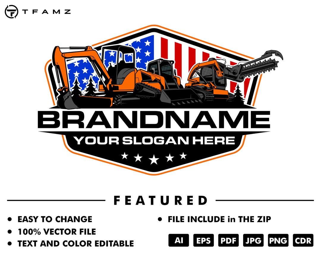 Trencher Logo Template - Skidsteer Logo - Excavator Logo - Service Logo ...