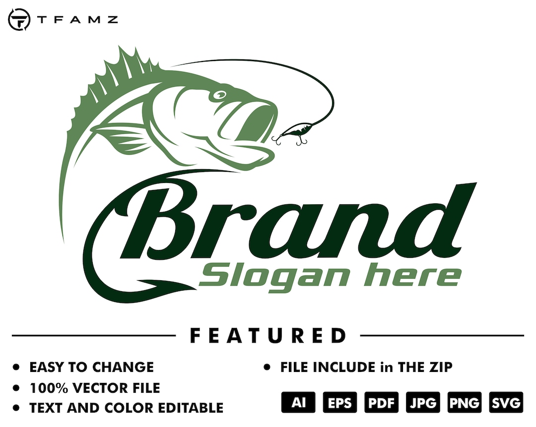 Fishing Logo - Fishing Logo Template - Bass Fish Logo - Bass Fish ...