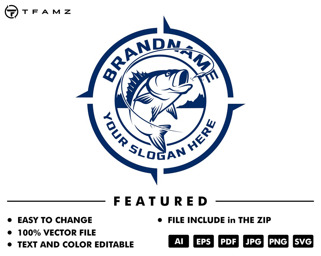 Fishing Logo - Fishing Logo Template - Bass Fish Logo - Marlin Logo ...