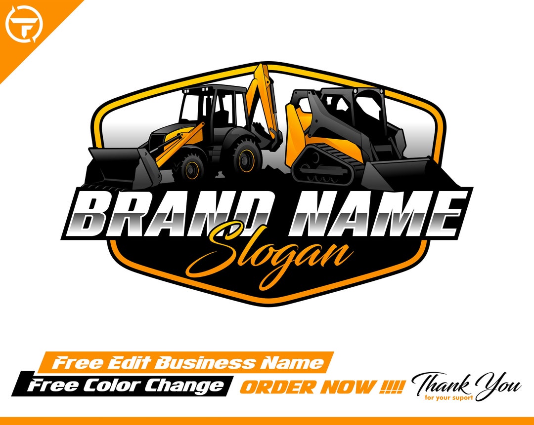 Excavator & Bulldozer Logo Template - Construction Equipment Vector ...