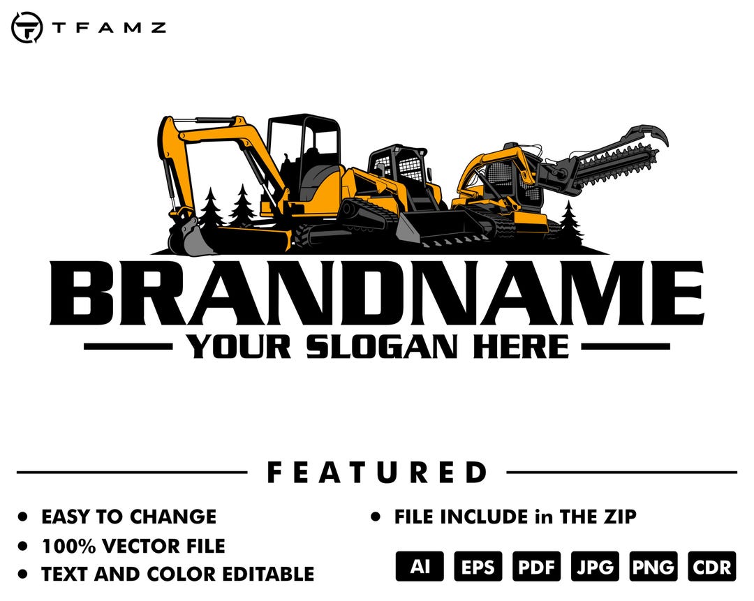 Trencher Logo Template - Skidsteer Logo - Excavator Logo - Service Logo ...