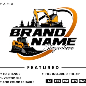 Mini Excavator Logo - Excavator Logo - Skidsteer Logo - Excavator ...