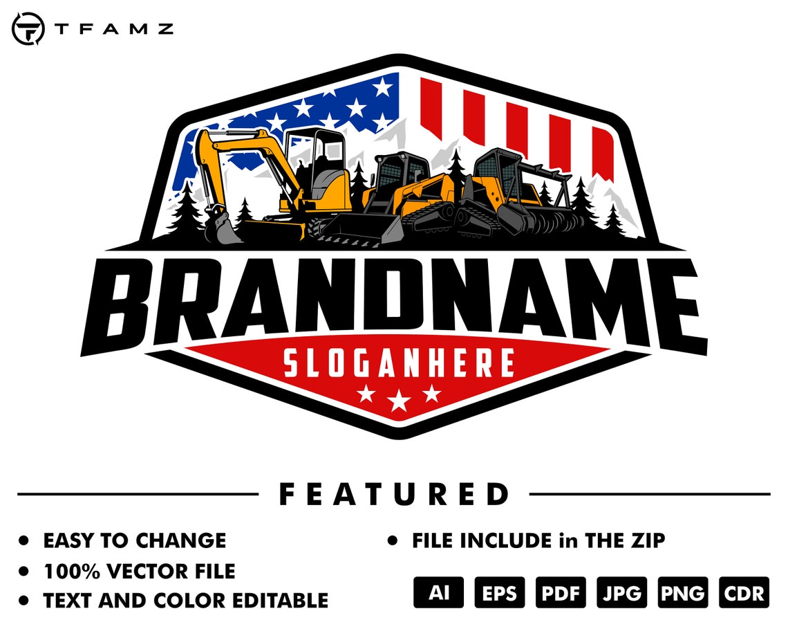 Mini Excavator Logo Skidsteer Logo Mulcher Logo Excavator Logo Rentals ...