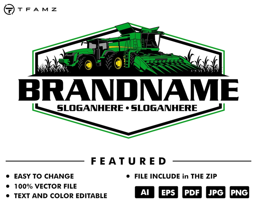 Combine Harvesters and Tractor Logo Template : Farm Vector Files ...