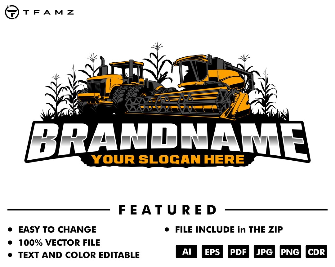 Tractor & Combine Harvester Logo Template (vector) - Etsy