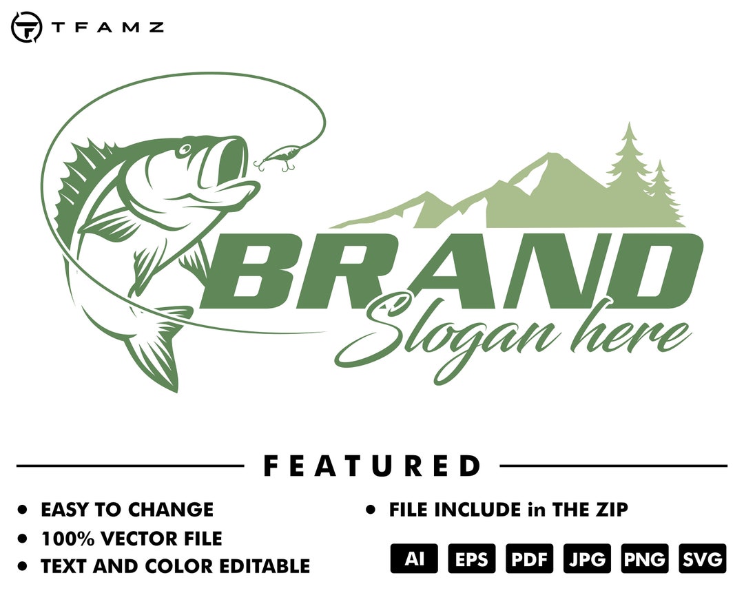 Fishing Logo - Fishing Logo Template - Bass Fish Logo - Marlin Logo ...