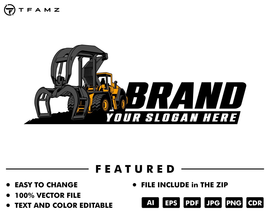 Log Loader Logo Template - Excavator Logo - Heavy Equipment ...