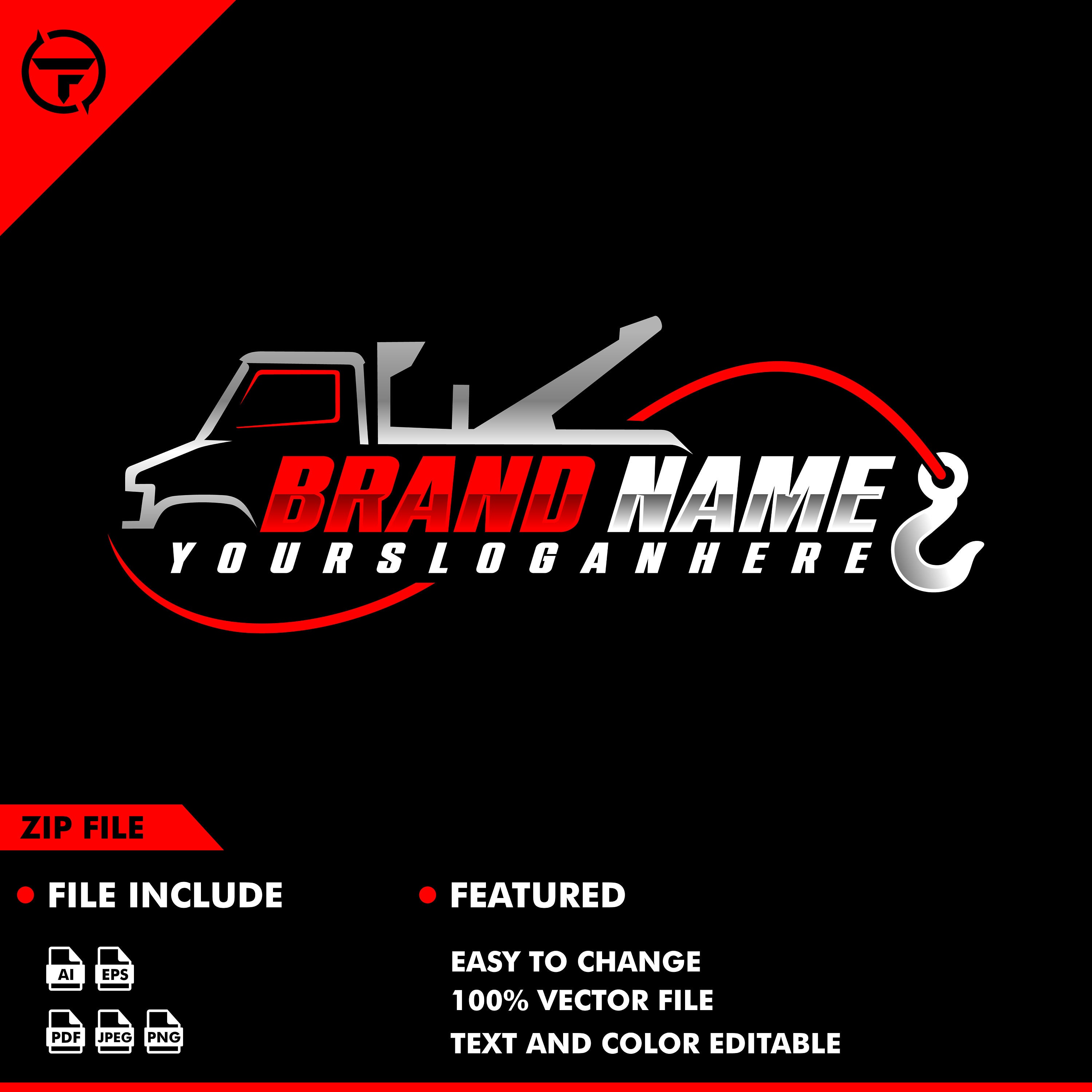 Custom Towing Truck Logo Design – Automotive Vector Illustration ...