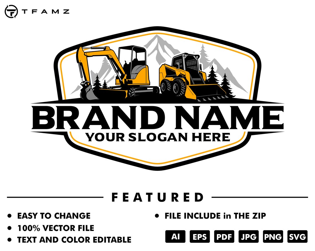 Excavator Logo - Mini Excavator Logo - Skid Steer Logo - Rentals Logo ...