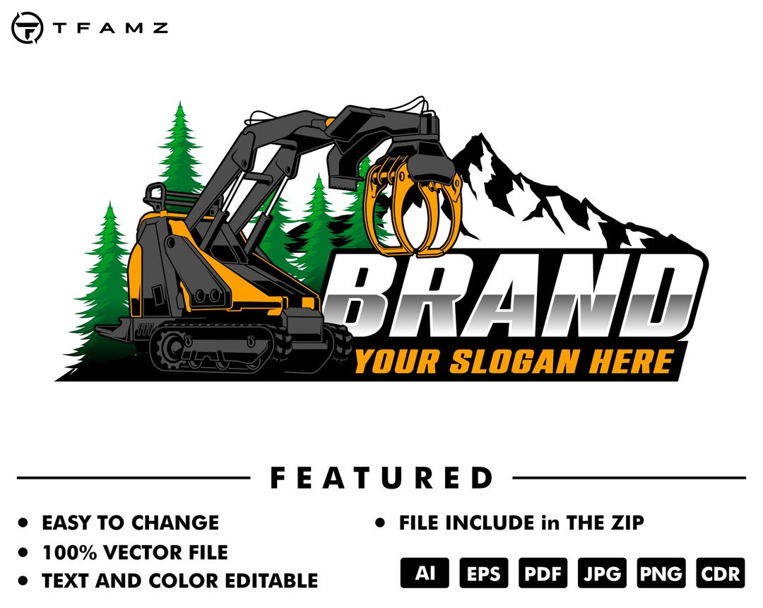 Log Loader Logo Template - Excavator Logo - Heavy Equipment ...