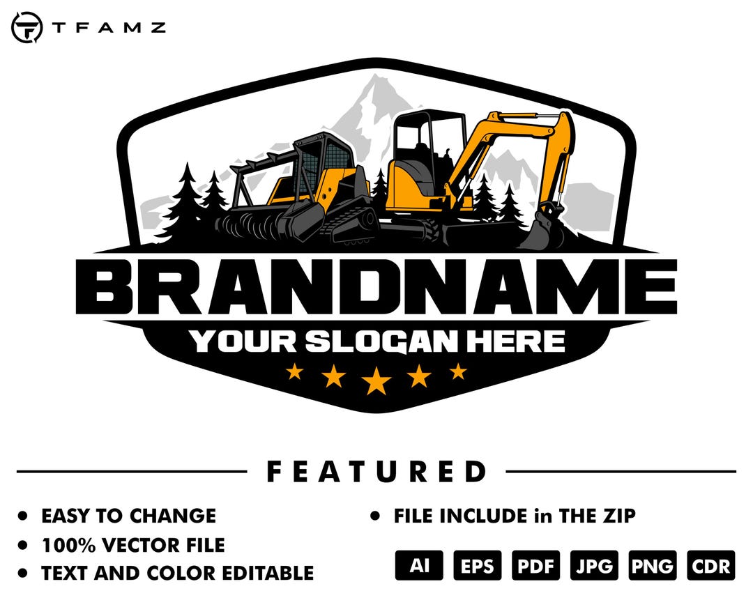 Excavator Logo Template - Mini Excavator - Logging Logo - Skid Steer ...