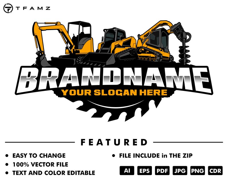 Excavator Logo - Skid Steer Logo - Excavator Vector - Mini Excavator ...