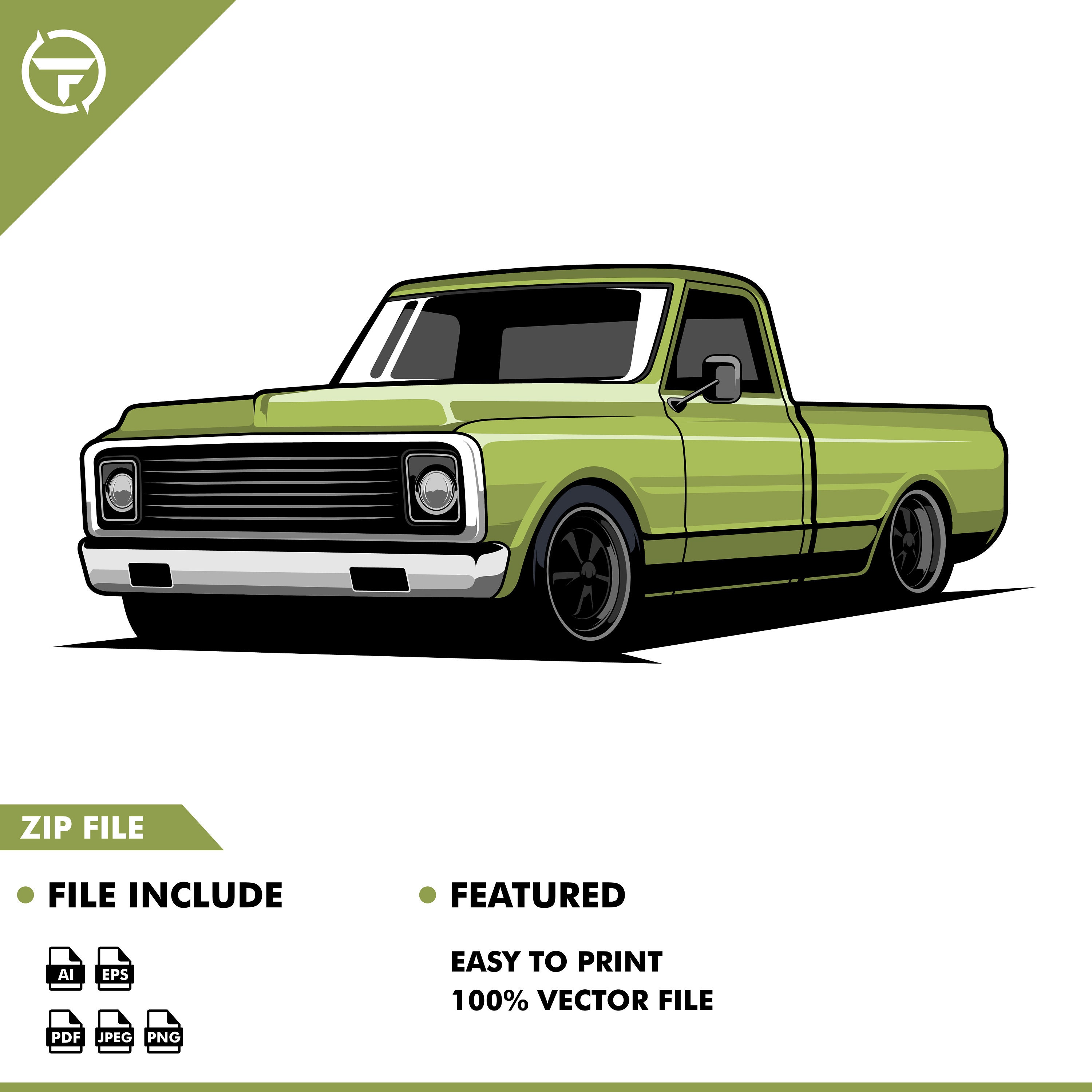 Pick up Vector Classic Car Truck Vehicle Vector - Etsy