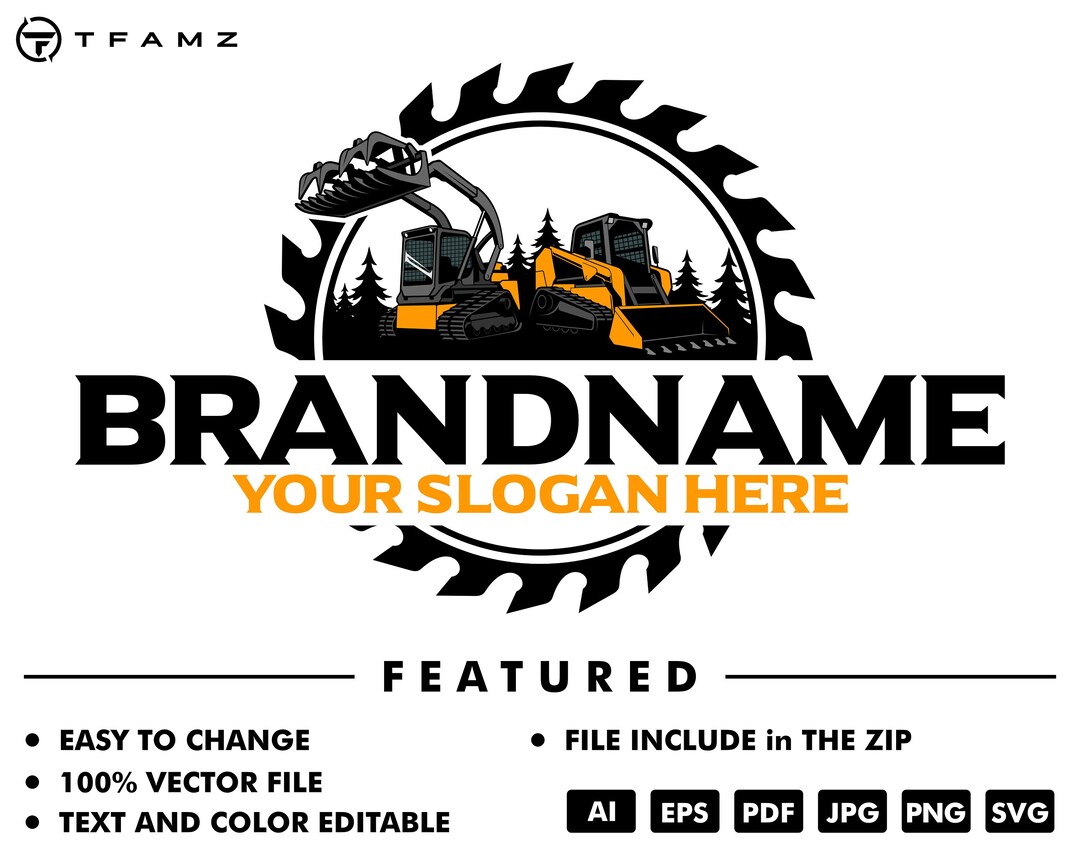 Logging Logo - Wood Logo - Excavator Logo - Skidsteer Logo - Mini ...