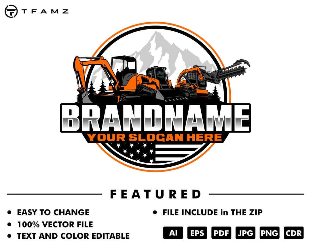 Trencher Logo Template - Skidsteer Logo - Excavator Logo - Service Logo ...