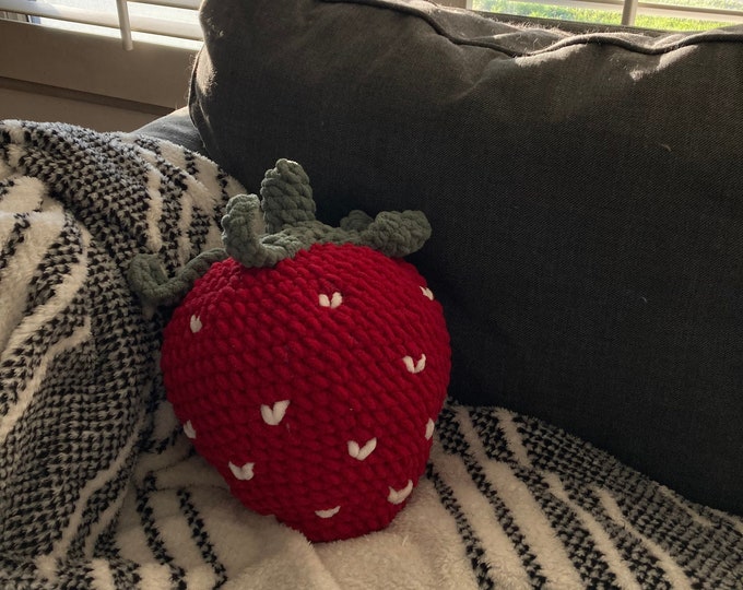 Cozy Crochet Deco, Large Strawberry Pillow Plush, Crochet Strawberry ...