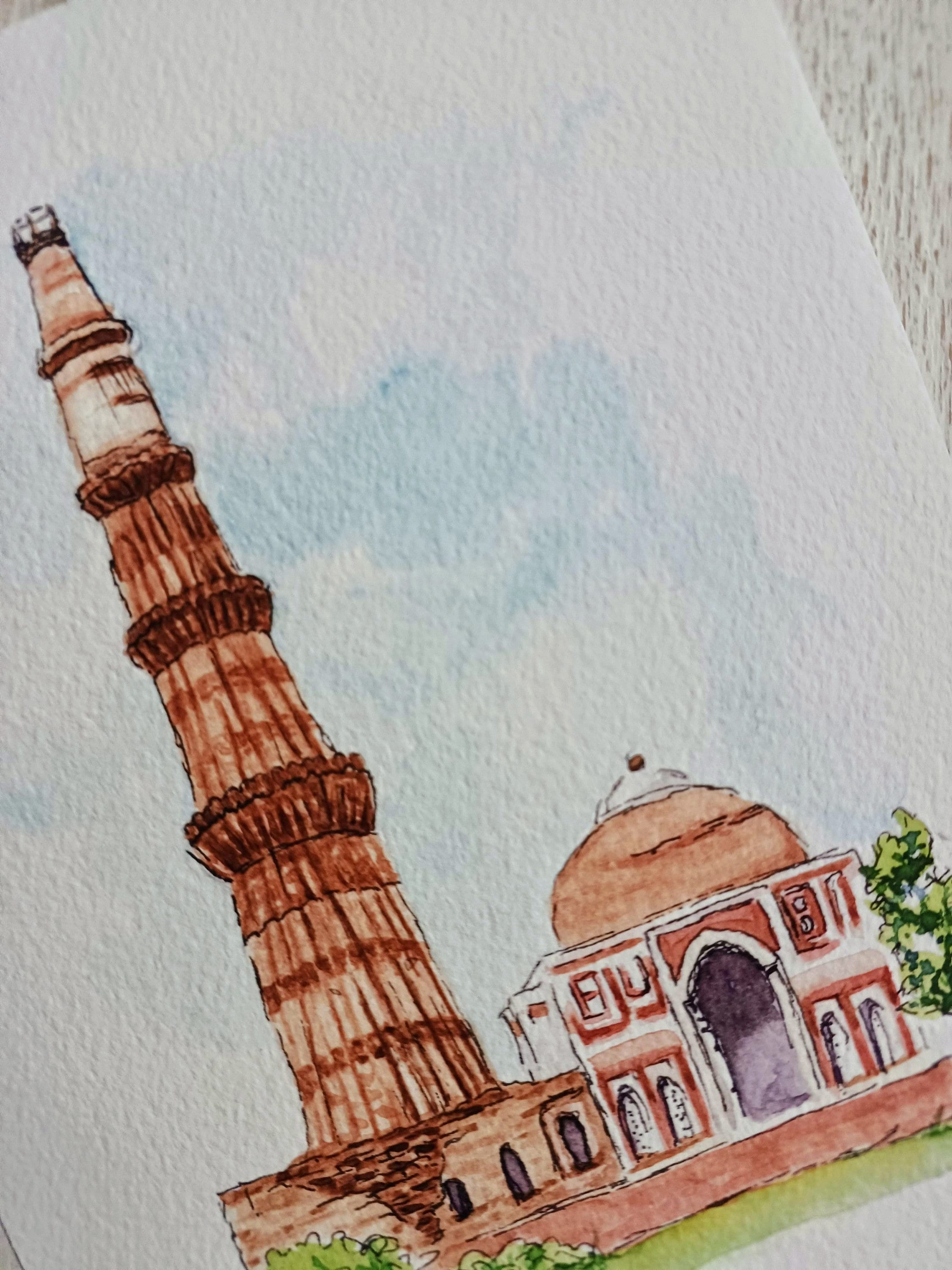 How To Make Qutub Minar Sketch