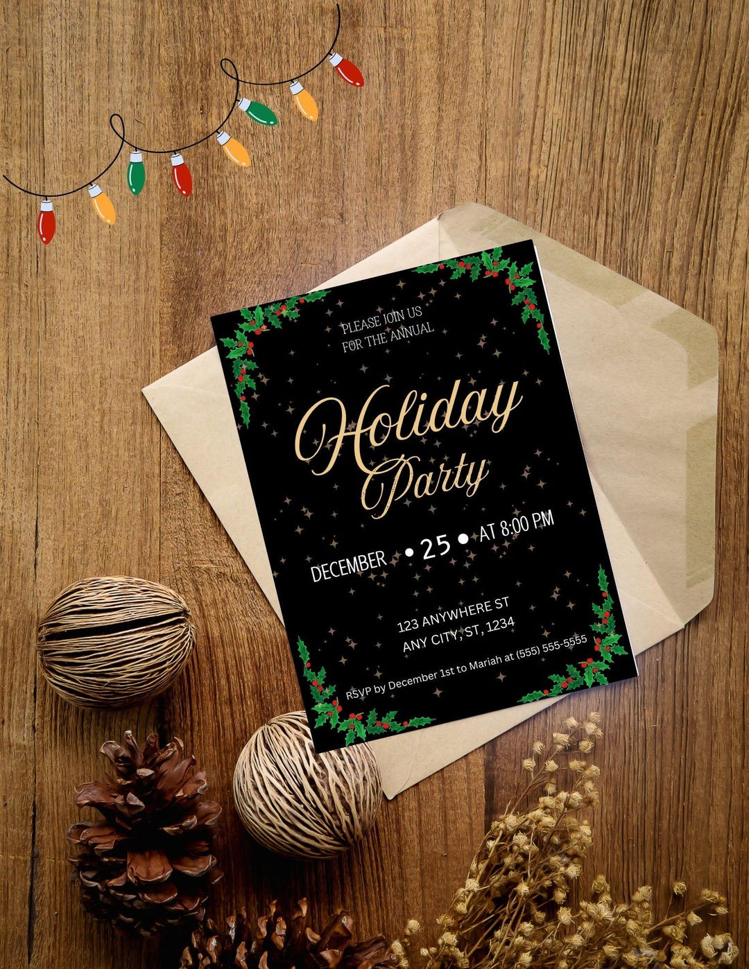 Editable Holiday Party Invitation Template, Christmas Party Invite ...