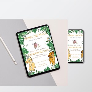 Gender Reveal Simba/nala Invitation - Etsy