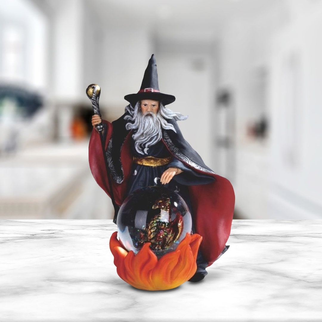 Wizard Glitter Snow Globe Statue Fantasy Decoration Figurine - Etsy