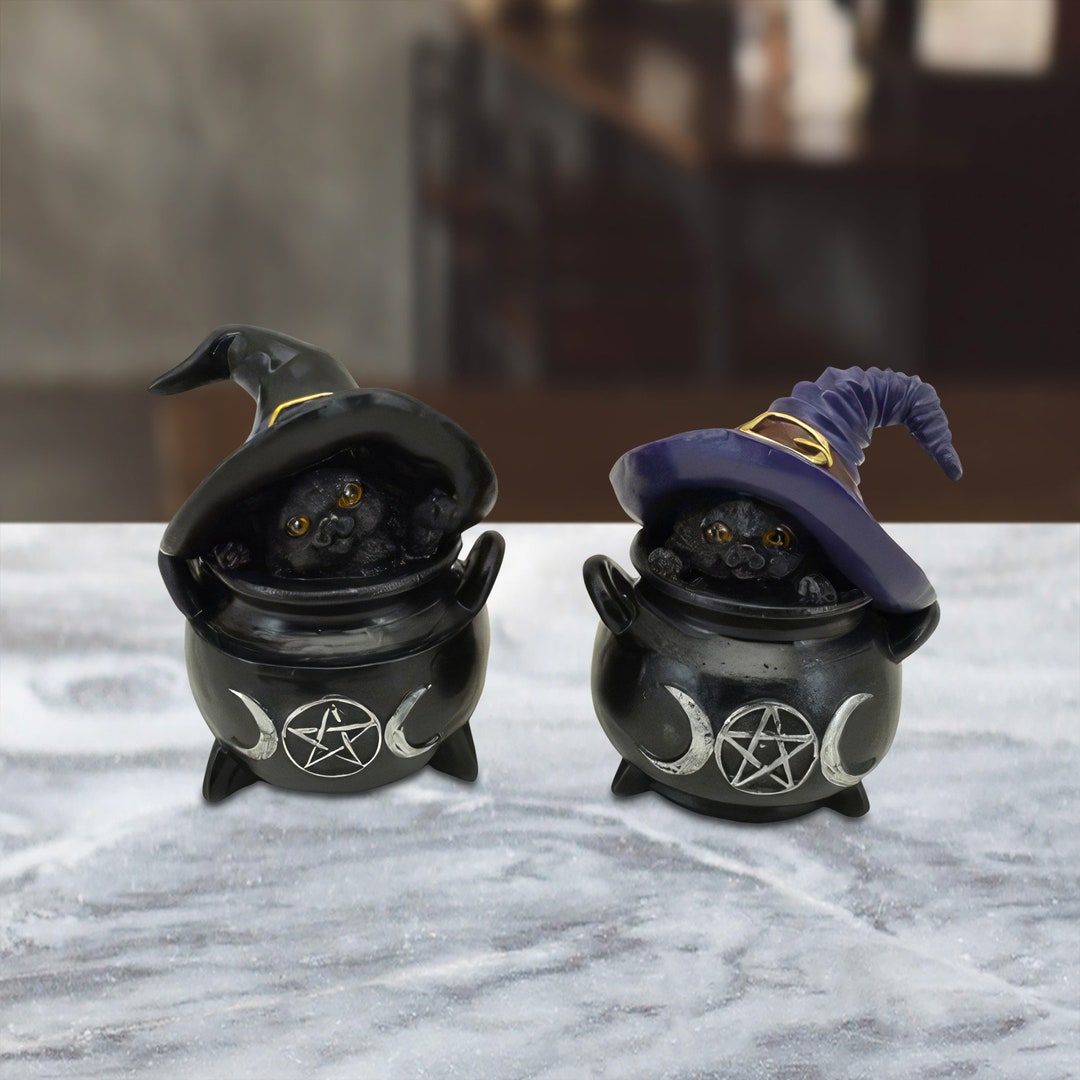 3.5h 2-PC Cat in Cauldron Figurine Set Statue Fantasy Decoration Room ...