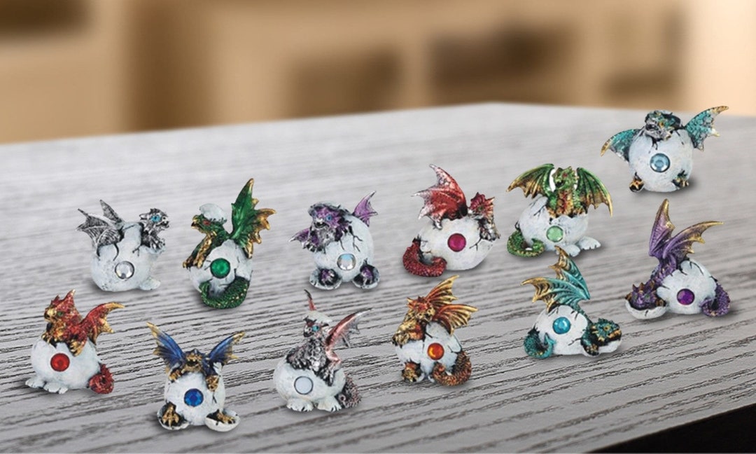 12-PC Mini Dragon Birthstone Set 2h Dragon Baby Hatchling in Egg ...