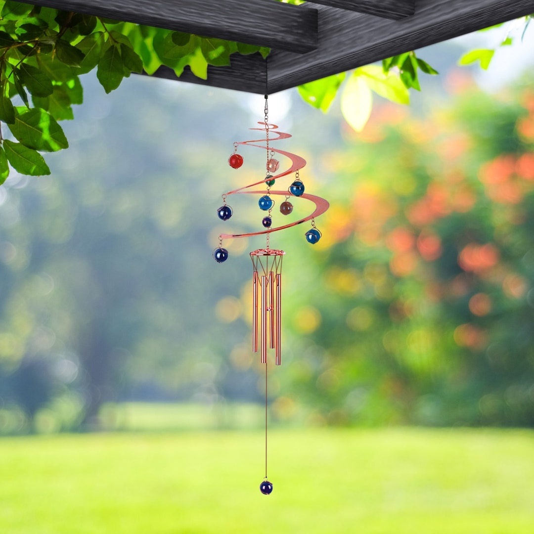 Spiral Wind Chime With Copper Gem Garden Patio Decoration - Etsy