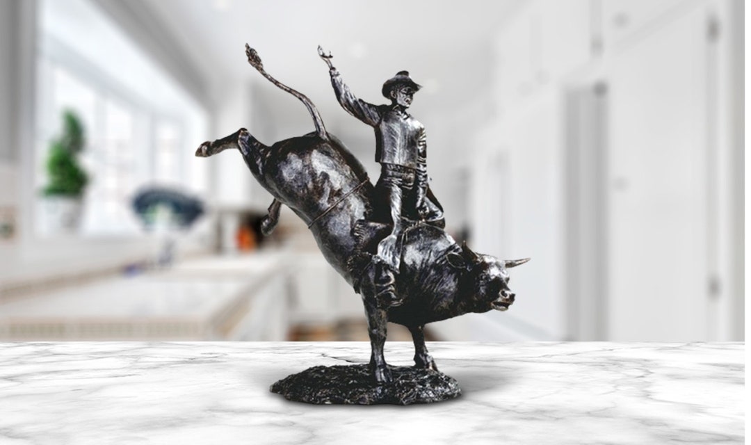 Bronze Color Bull Rider Statue Decoration Figurine 10.5h - Etsy