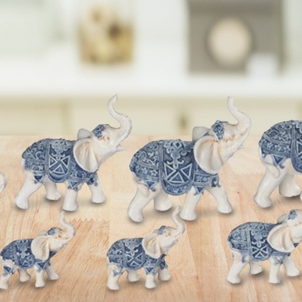Blue and White Elephant Figurine - Etsy