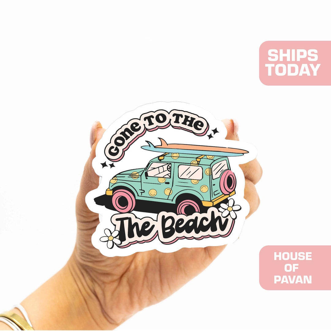 Gone to the Beach Sticker, Adorable Decals, Cute, Gift, Aesthetic, Jeep ...