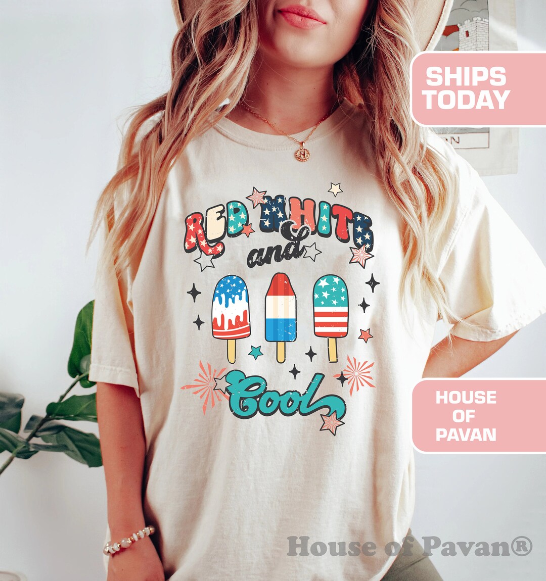 Red White and Cool, Popsicle Vintage Inspired Tee Shirt, American ...