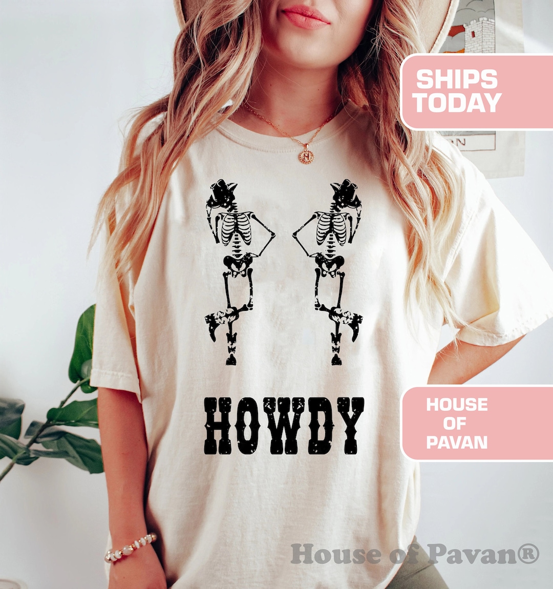 Howdy Shirt, Wild West Shirt, Western Clothing, Skeletons, Boots Shirt ...