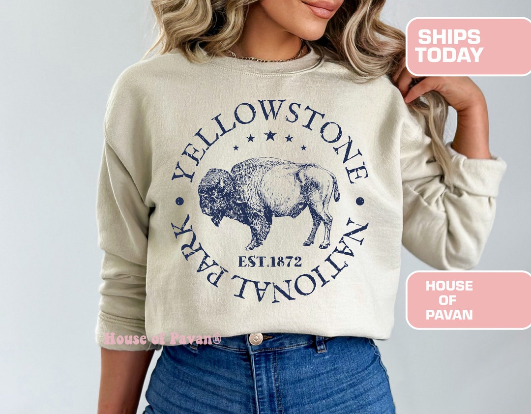 Yellowstone Bison, National Park Sweatshirt, Camping Gift, Sweater ...