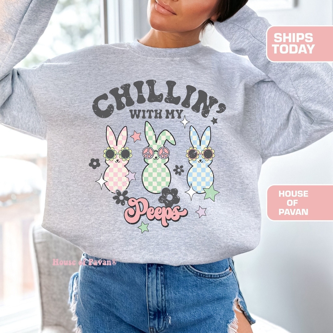 Happy Easter Cool Rabbits Sweatshirt, Peeps, Easter Hip Hop Bunny ...