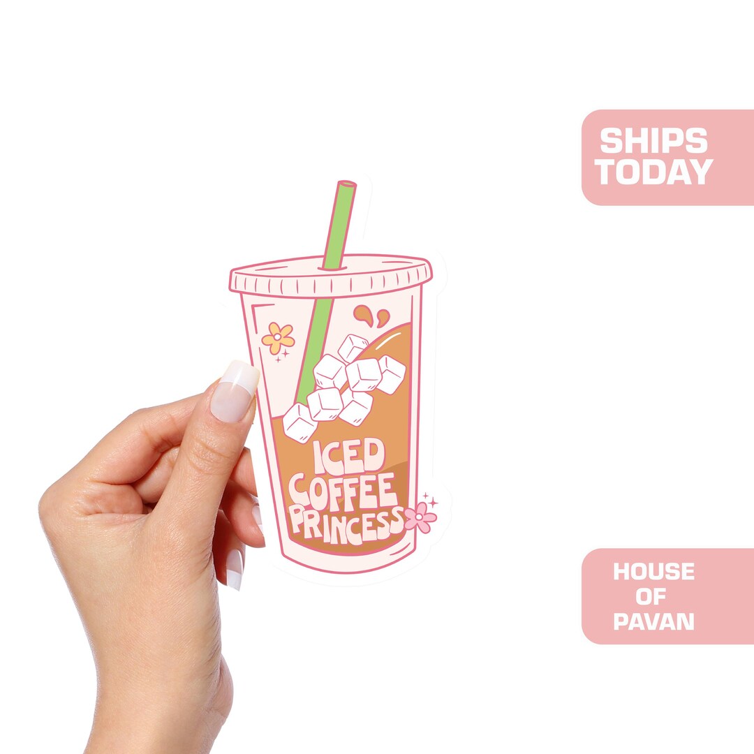 Iced Coffee Princess Vinyl Sticker – Perfect for Water Bottles, Laptops ...
