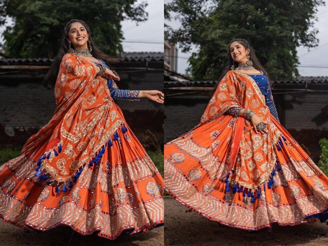 Navratri Chaniya Choli Mirror Work Lehenga Choli,heavy Butter Silk ...