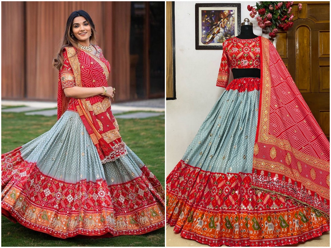Ghagara Choli Heavy Butter Silk Digital Printed Lehenga Choli,gajari ...
