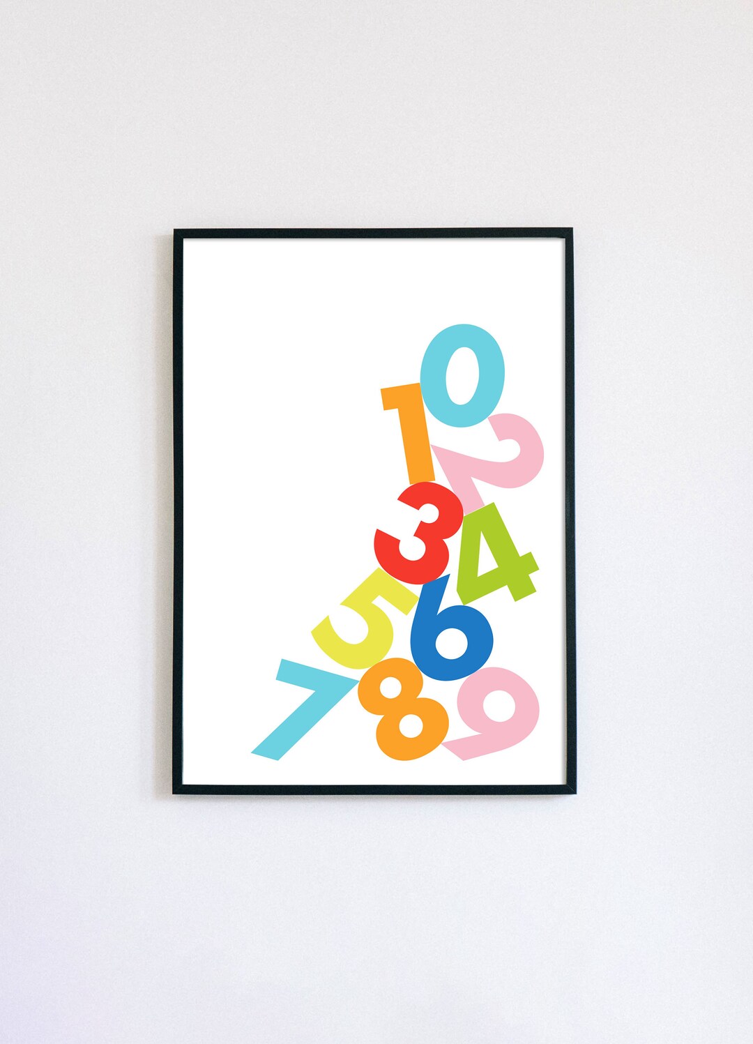 Number Poster Type Multicolour Typography Nursery Children's Type Stack ...