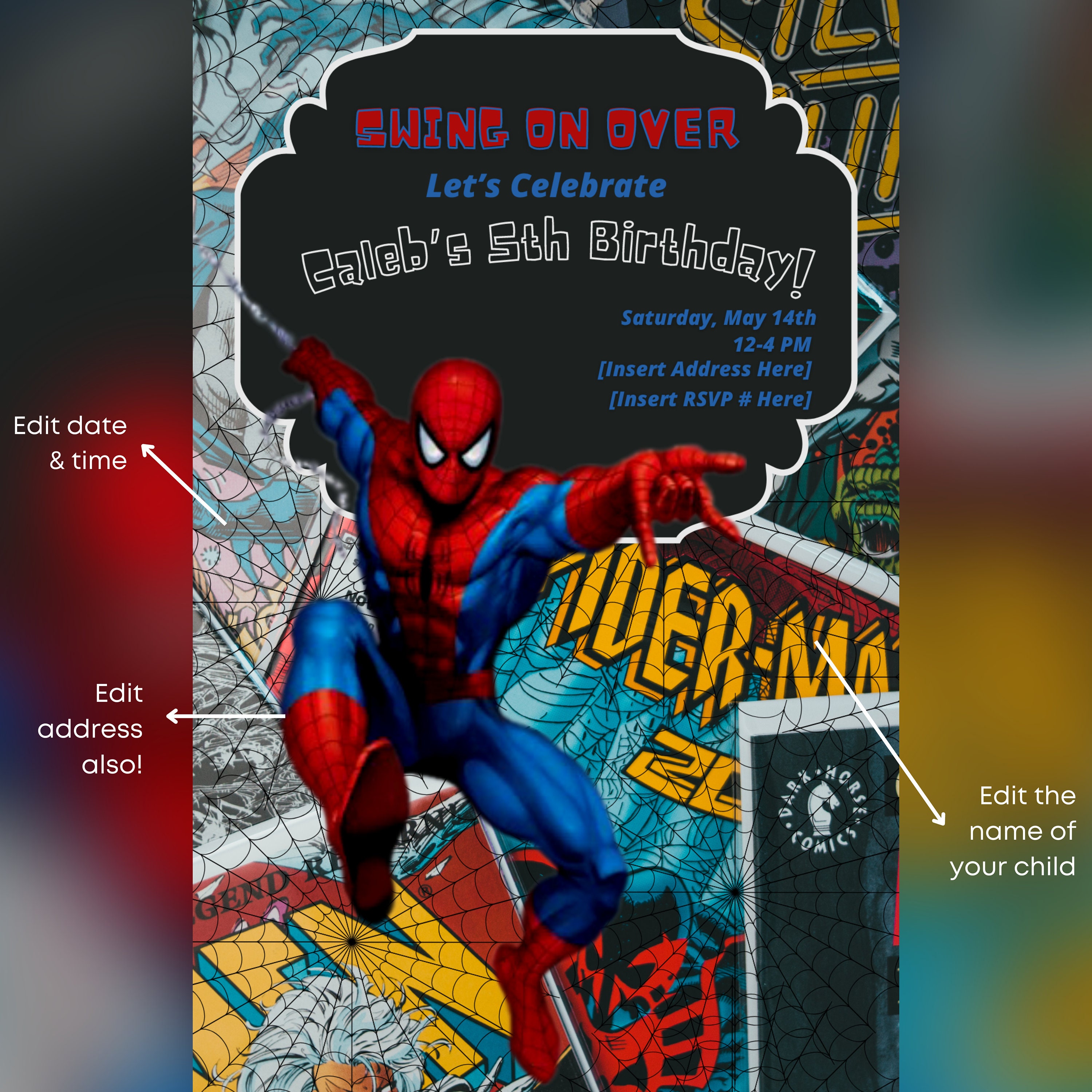 Amazing Spider Man Invitation Printable Editable Digital Download ...